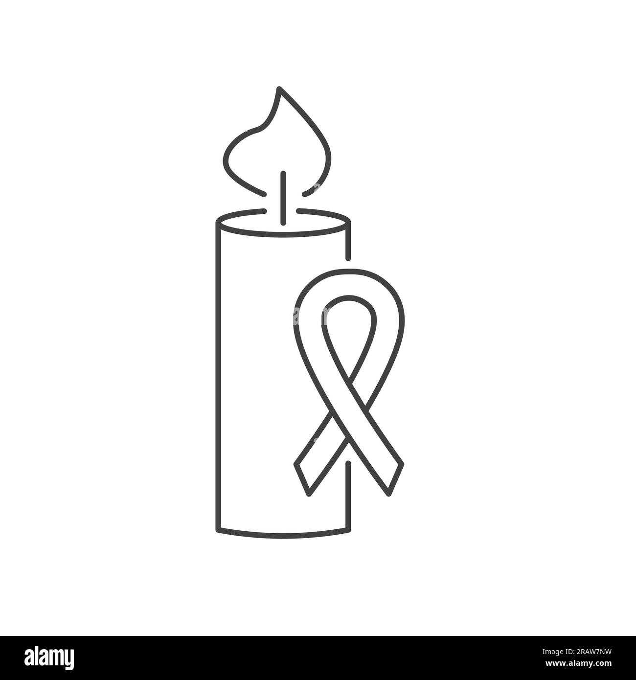 candle with mourning ribbon, funeral, loss symbol- vector illustration ...