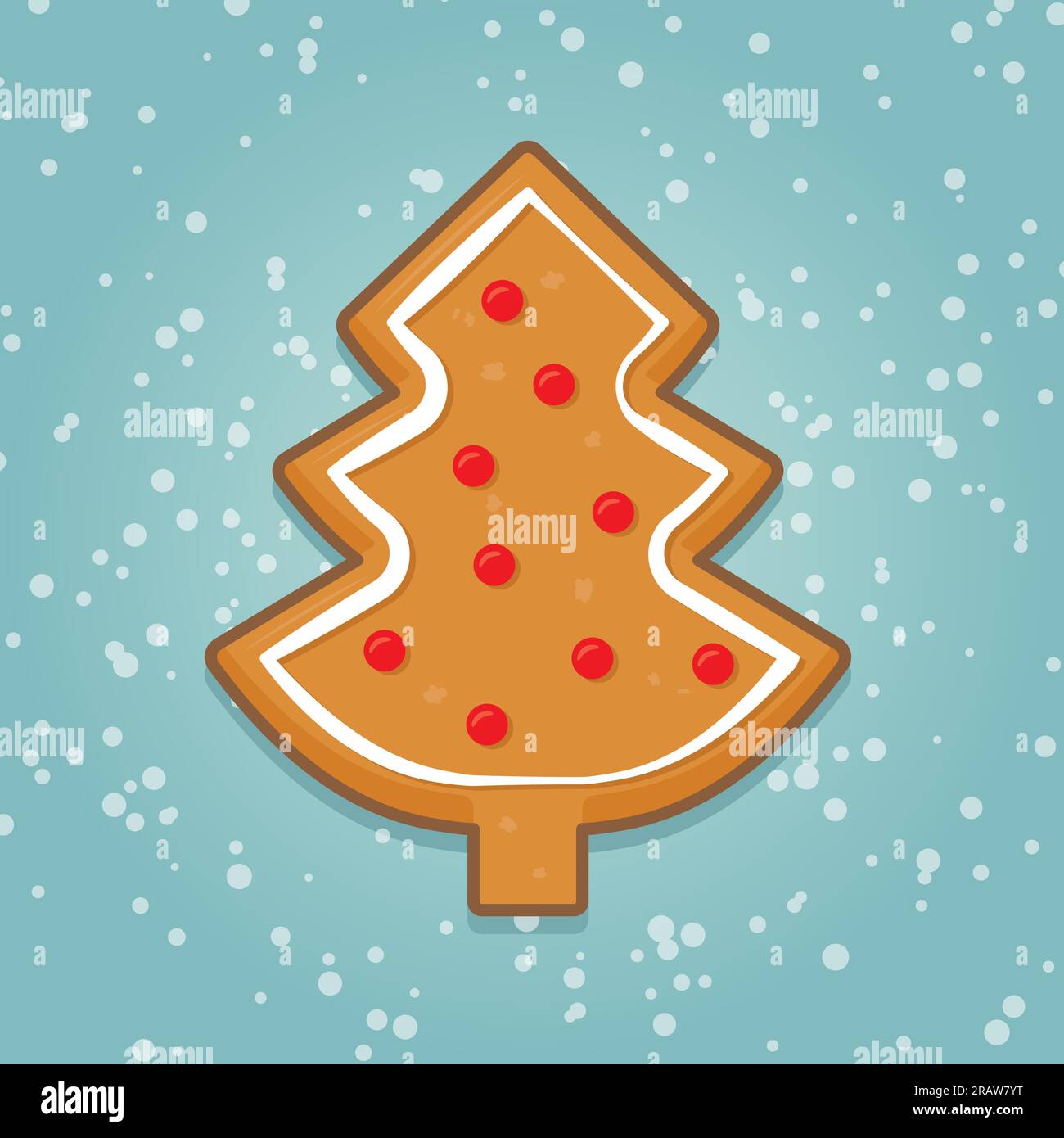 cute gingerbread chrismas tree over snow texture- vector illustration ...