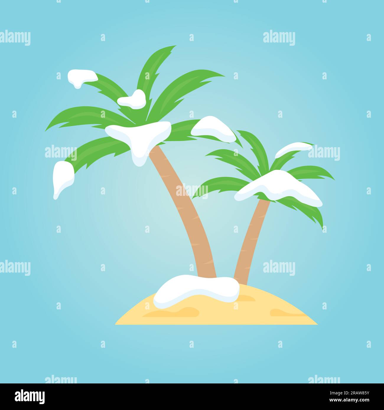 palm trees in the snow, winter vacation in tropics concept- vector ...