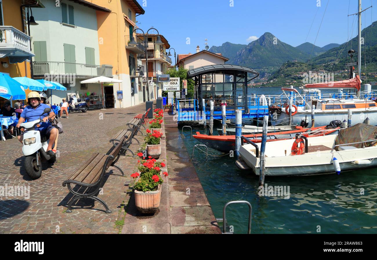 Lake Iseo, Carzano town. Lago d'Iseo, Iseosee, Italy. Monte Isola Stock ...