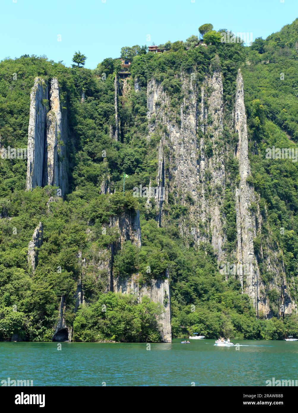 Vertical slabs of limestone at Lake Iseo, Lago d'Iseo, Iseosee, Italy ...