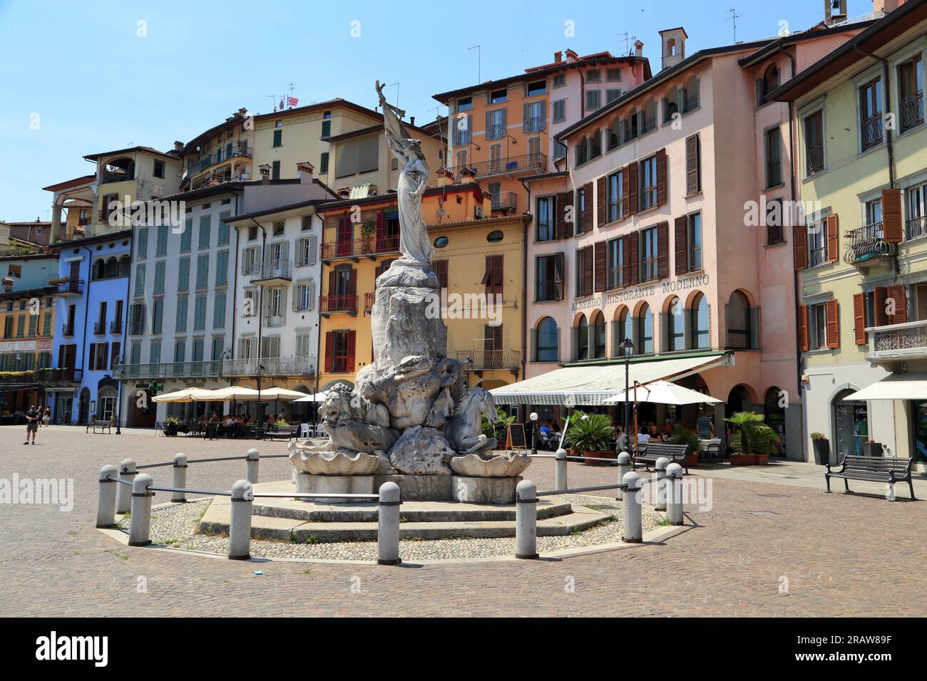 Fountain at Lovere. Lake Iseo, Lovere town. Lago d'Iseo, Iseosee, Italy ...