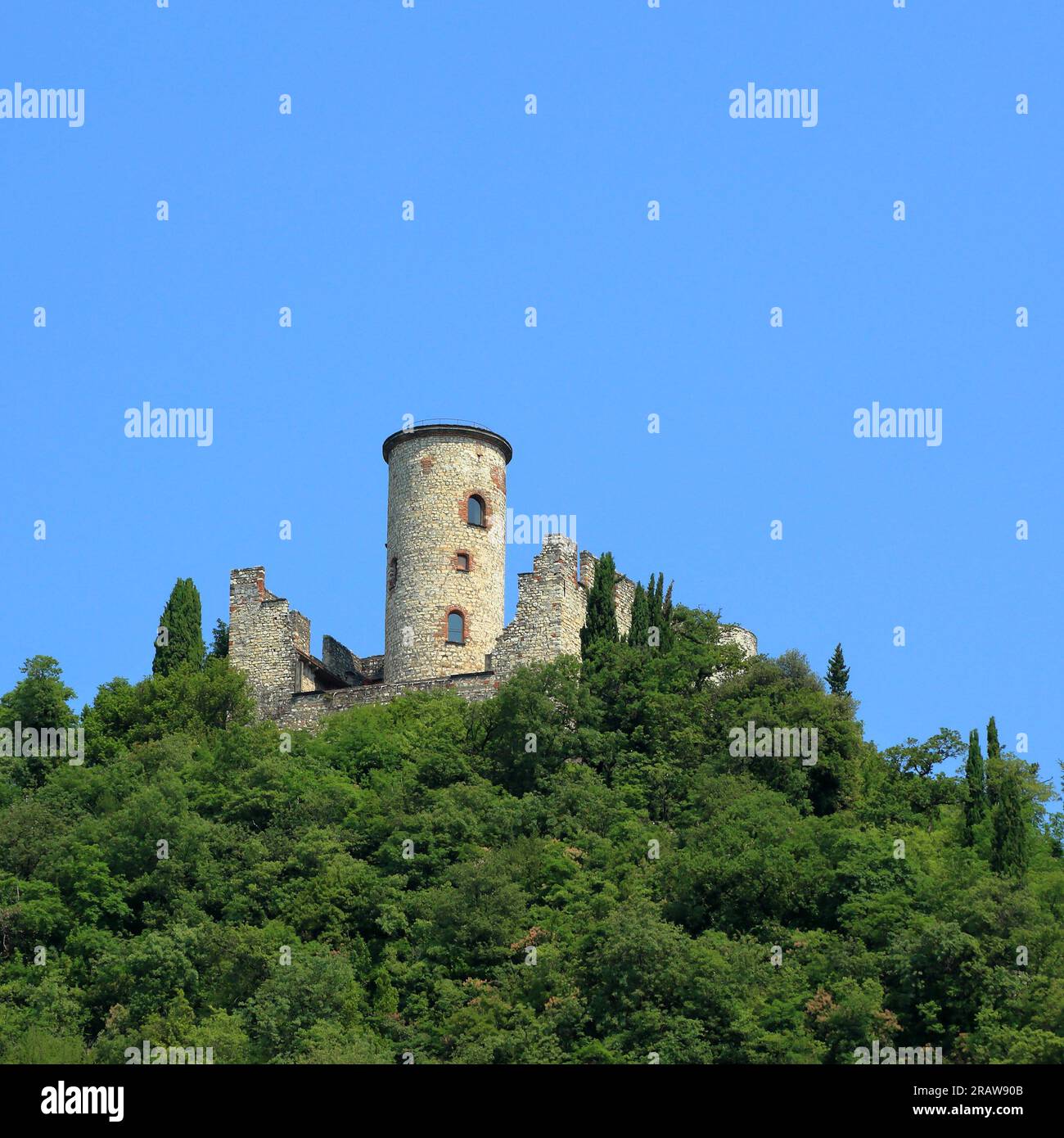 Lake Iseo. Torre Rocca Martinengo Castle of Monte Isola. Lago d'Iseo ...