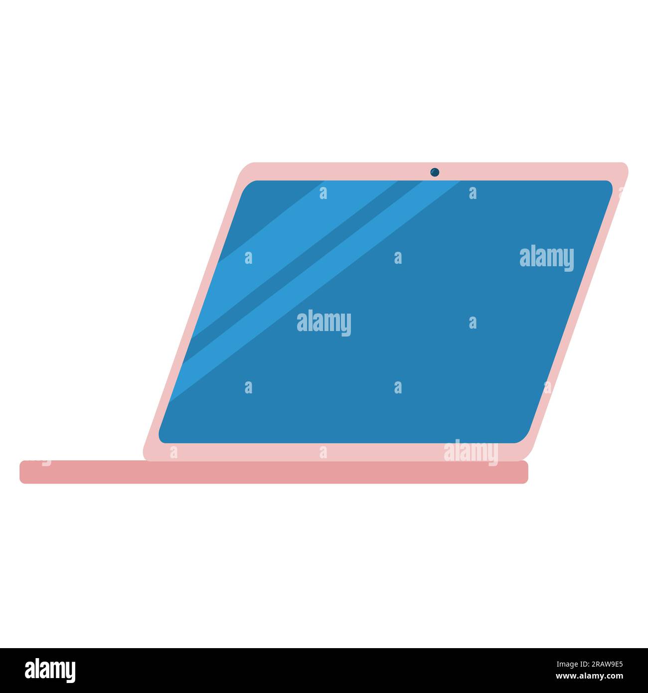 Open laptop with empty screen, side view, flat vector illustration ...