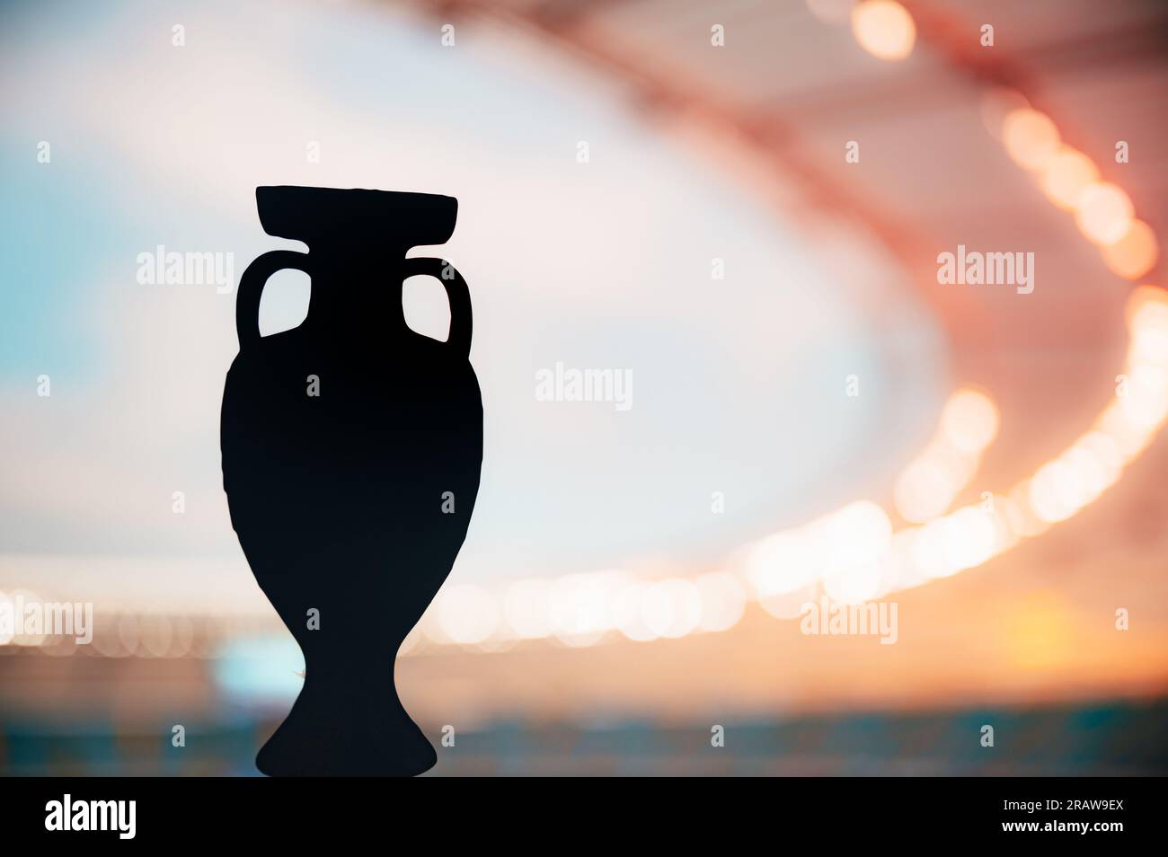 Silhouette of European Football Trophy Radiating in Evening Splendor ...