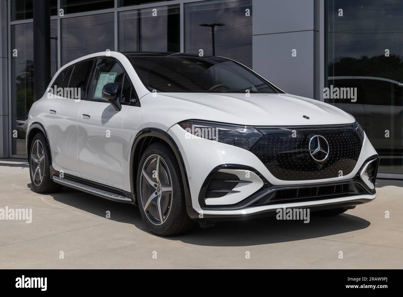 Indianapolis - July 4, 2023: Mercedes Benz EQS SUV 450 4MATIC display at a dealership. Mercedes ...