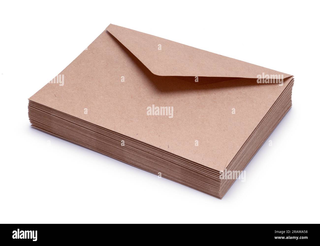 Stack of Brown Paper Envelopes Cut Out on White Stock Photo - Alamy