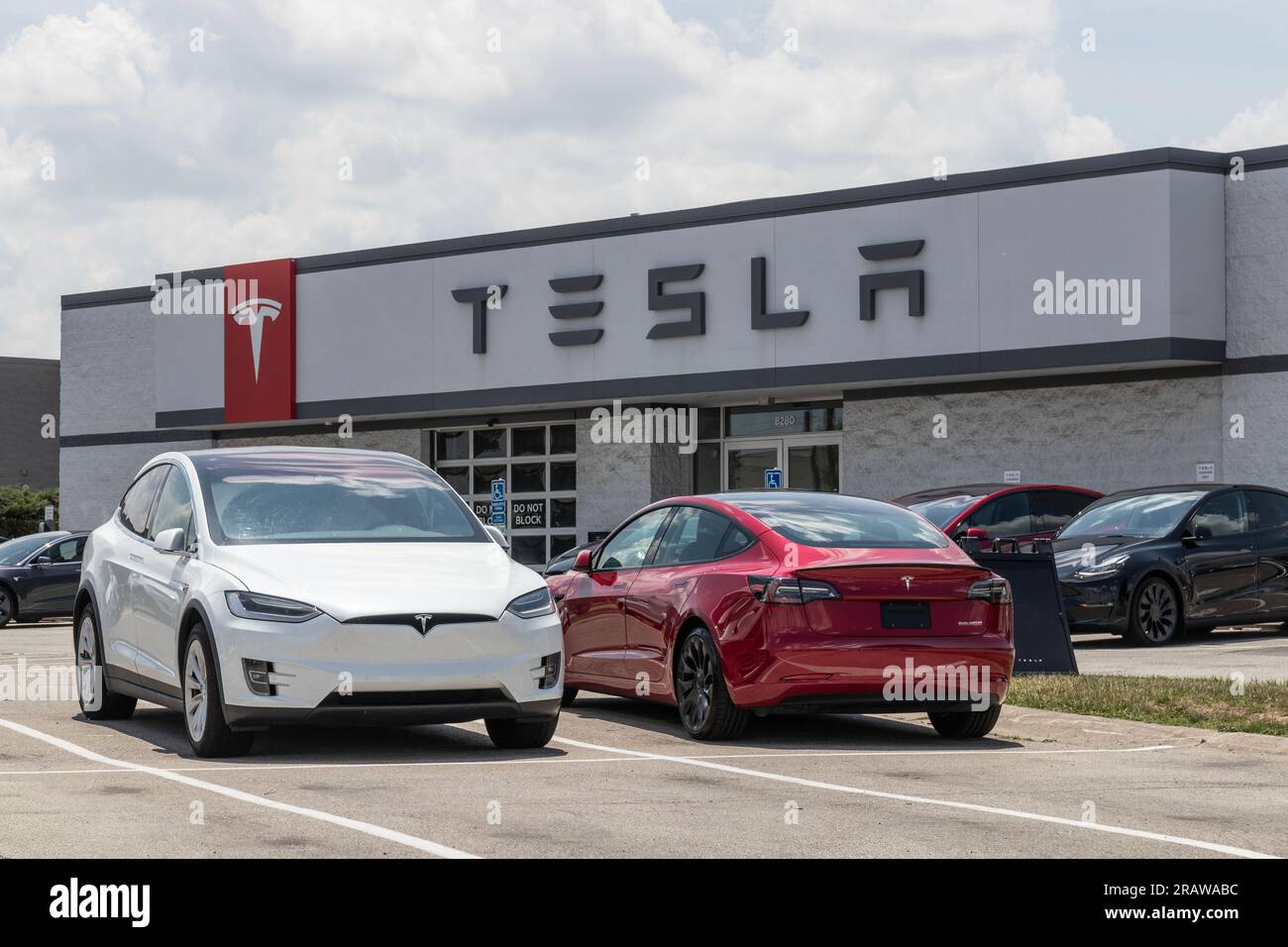 Indianapolis - July 4, 2023: Tesla EV electric vehicles on display ...