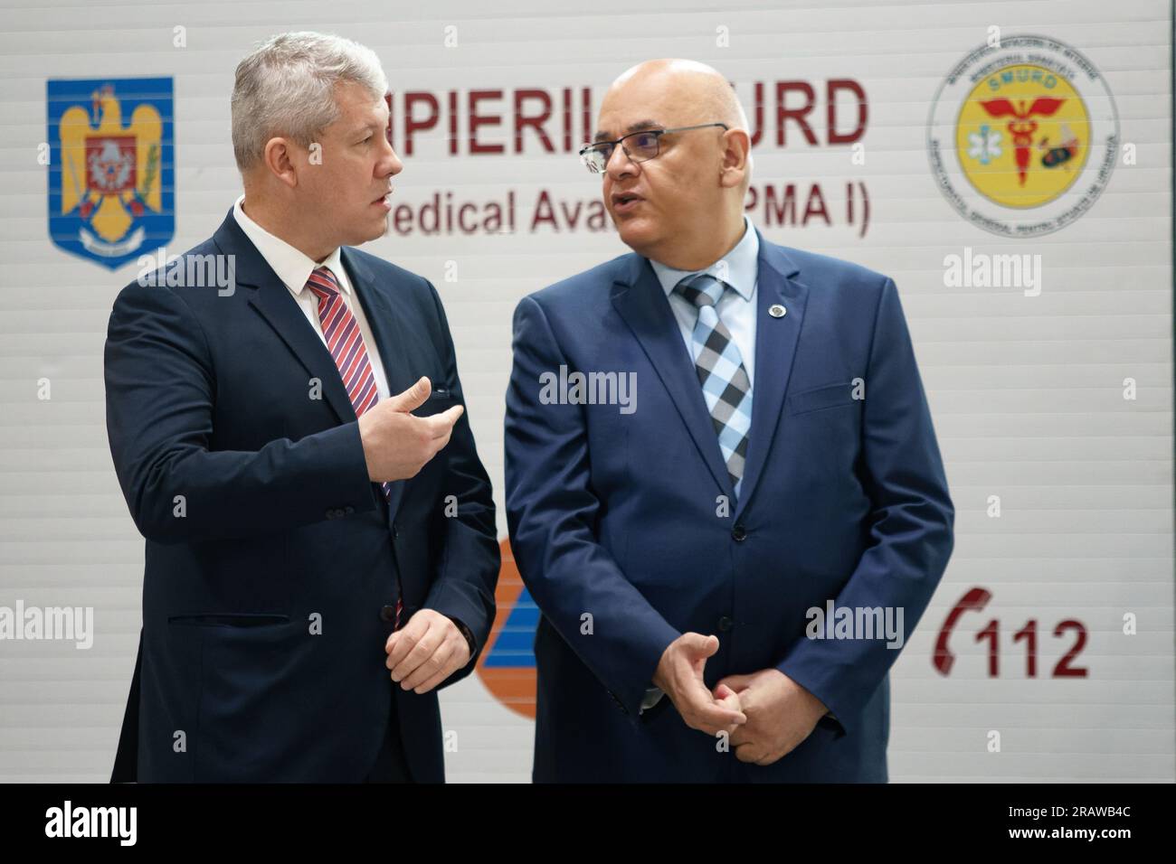Bucharest, Romania. 5th July, 2023: Catalin Predoiu (L), Minister of ...