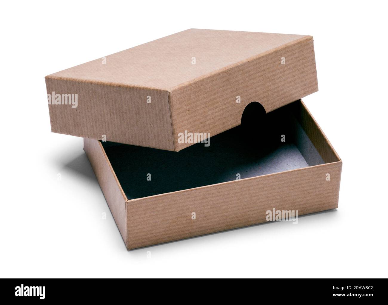 Small Brown Cardboard Box With Lid Cut Out on White Stock Photo - Alamy