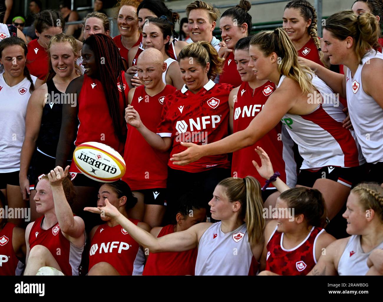 Ottawa, Can. 05th July, 2023. A rugby ball is thrown in for the photo ...