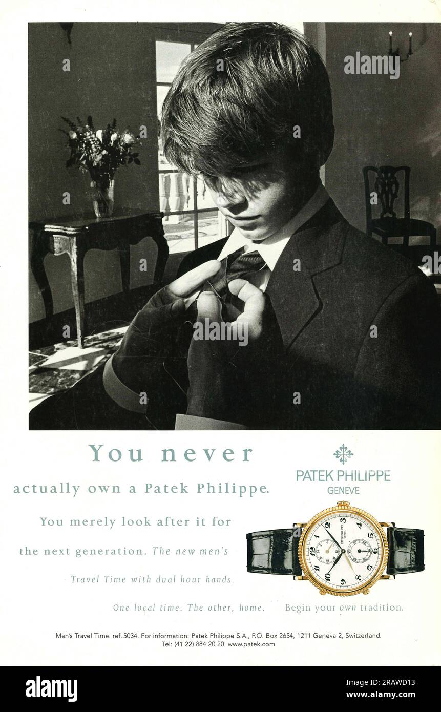 1998 Patek Philippe Men's Travel Time watch print ad Stock Photo - Alamy