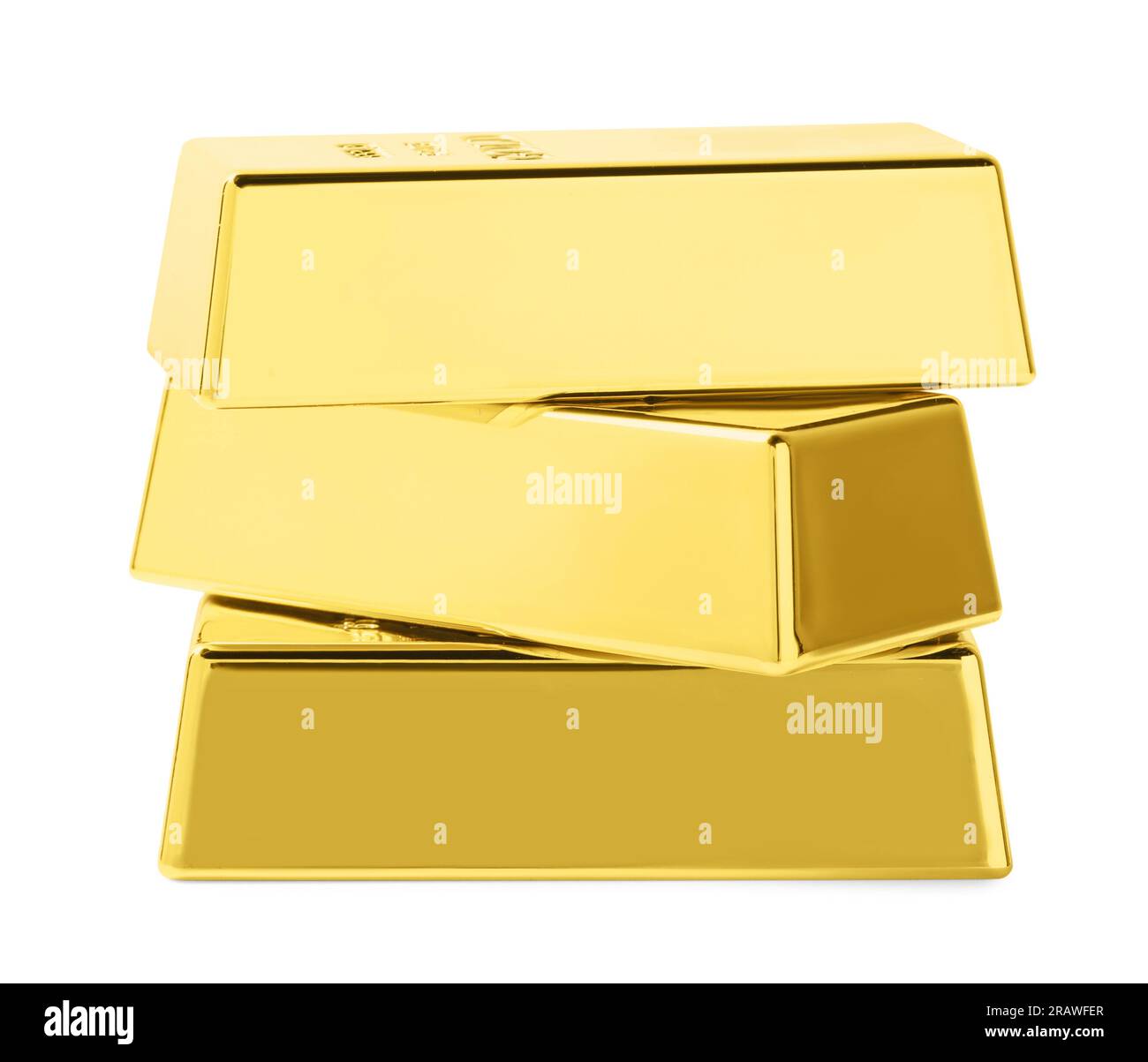 Three shiny gold bars isolated on white Stock Photo - Alamy