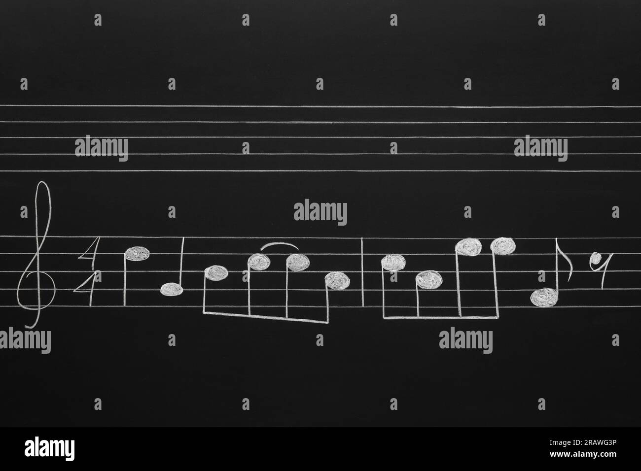 Musical notes written with chalk on blackboard Stock Photo - Alamy