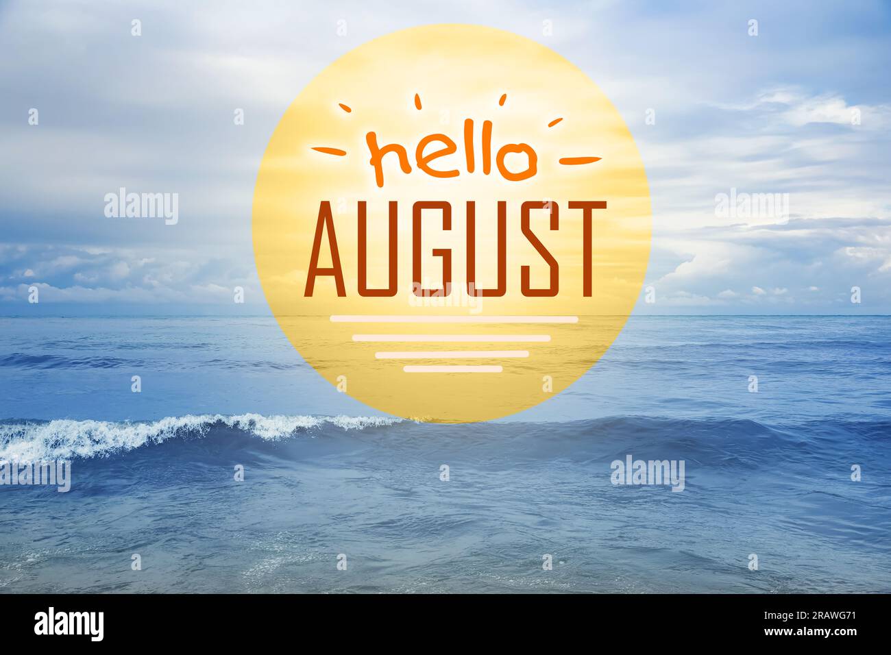 Hello August. Picturesque view of sea with waves on cloudy day Stock ...