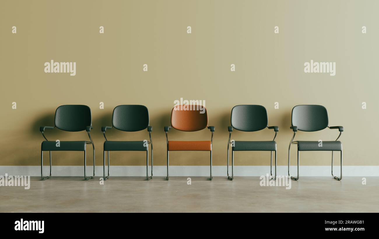 Concept background with chairs in waiting room for job interview, 3d ...