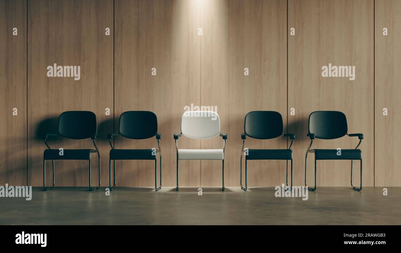 Concept background with chairs in waiting room for job interview, 3d ...