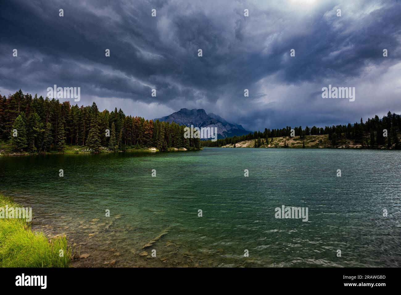 Dramatic Stormy Clouds over Cascade Mountain - Johnson Lake Banff ...