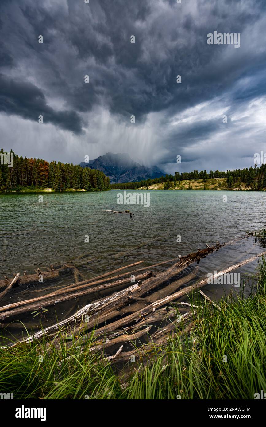 Dramatic Stormy Clouds over Cascade Mountain - Johnson Lake Banff ...