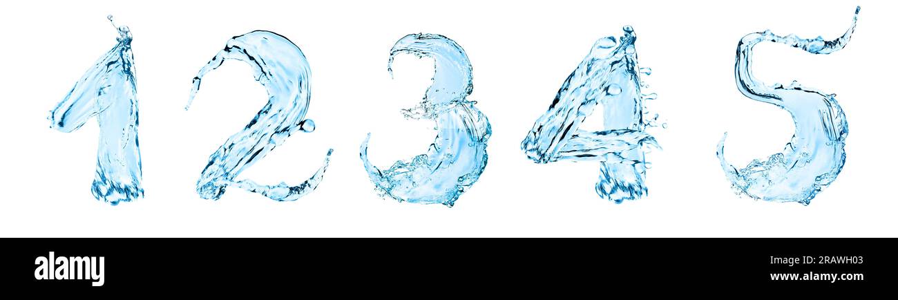 Numbers made of water on white background, collage design Stock Photo ...