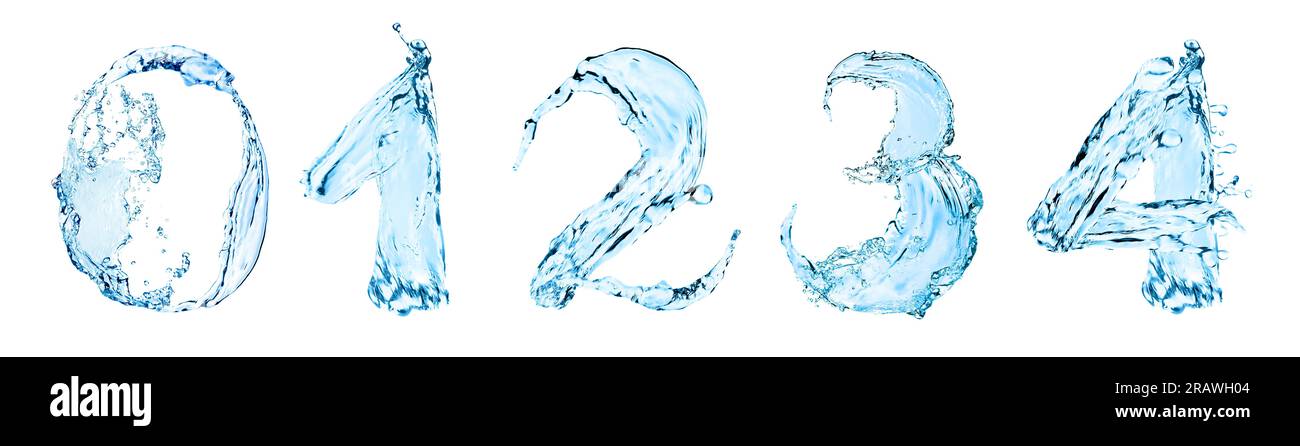 Numbers made of water on white background, collage design Stock Photo ...