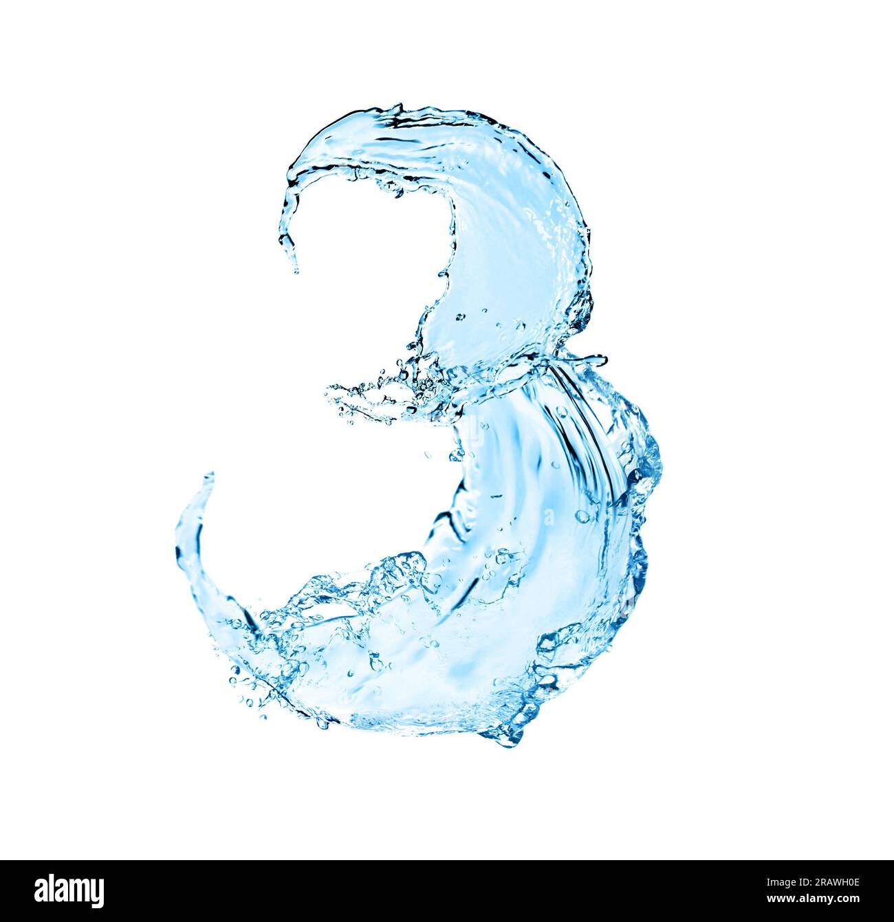 Number three made of water on white background Stock Photo - Alamy