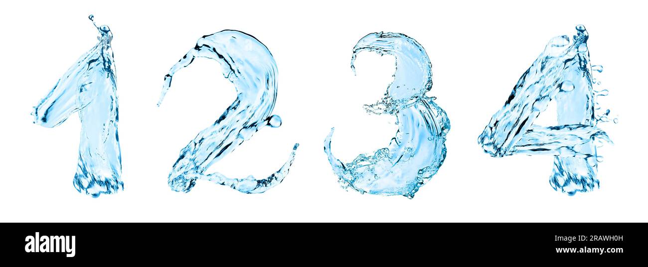 Numbers made of water on white background, collage design Stock Photo ...