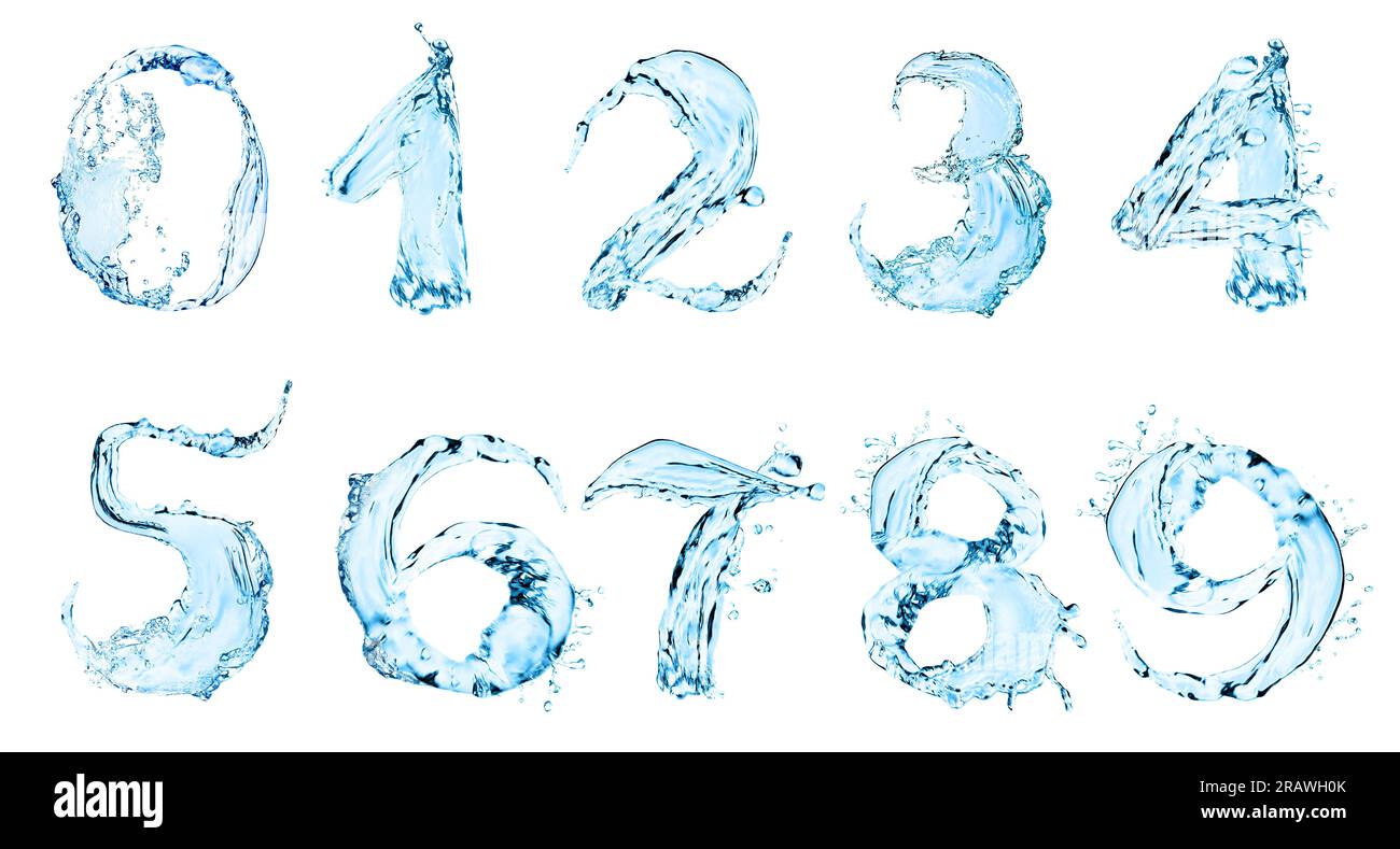 Numbers made of water on white background, collage design Stock Photo ...