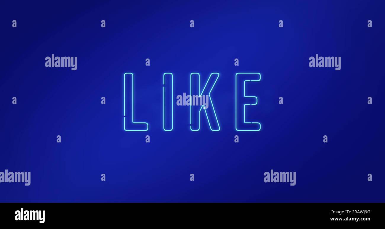 Image of neon like text banner against blue gradient background. Social ...