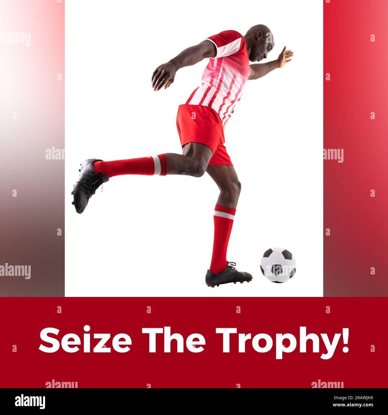 Composition of seize the trophy text over african american football ...