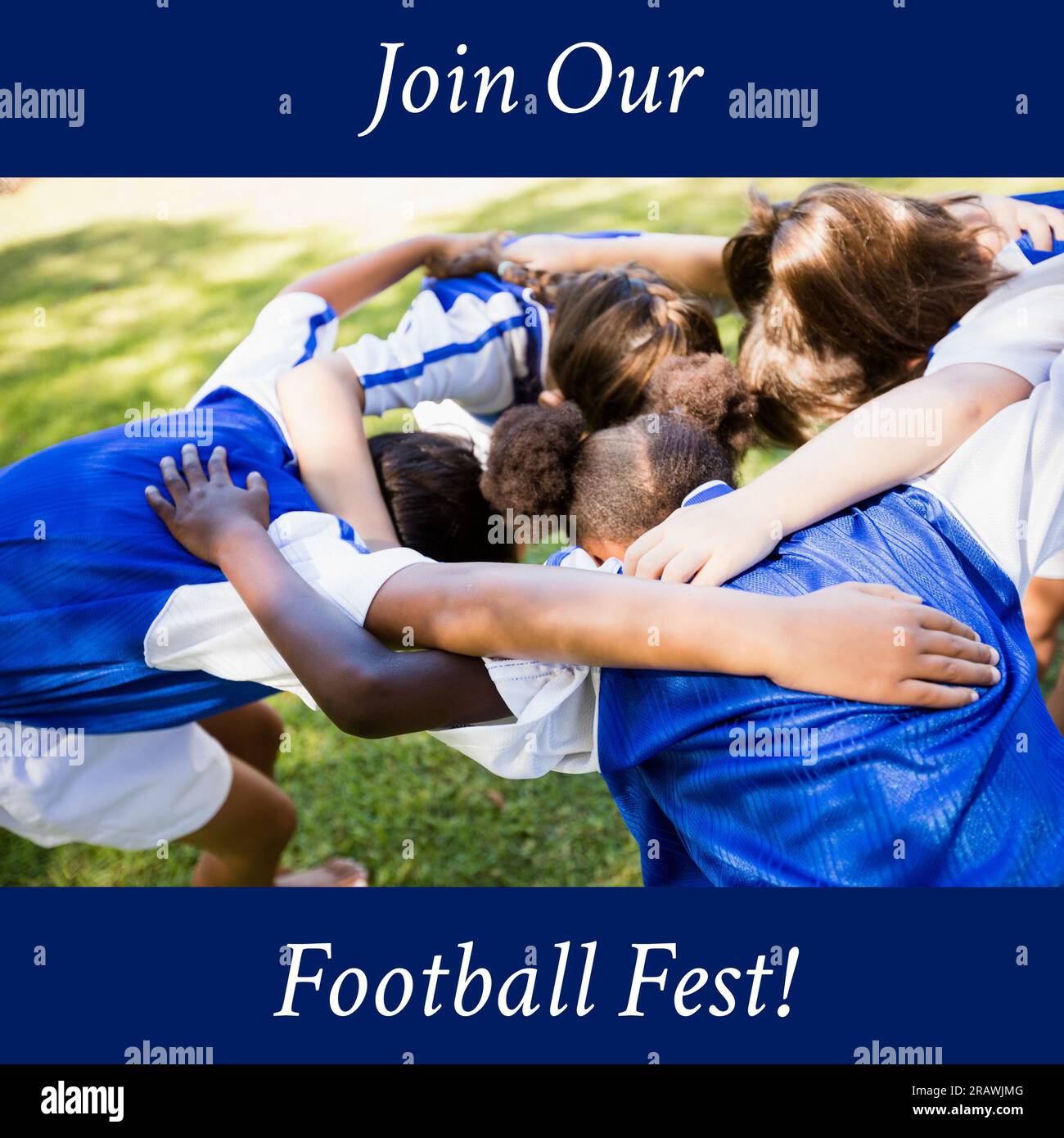 Composition of join our football fest championship text over diverse ...