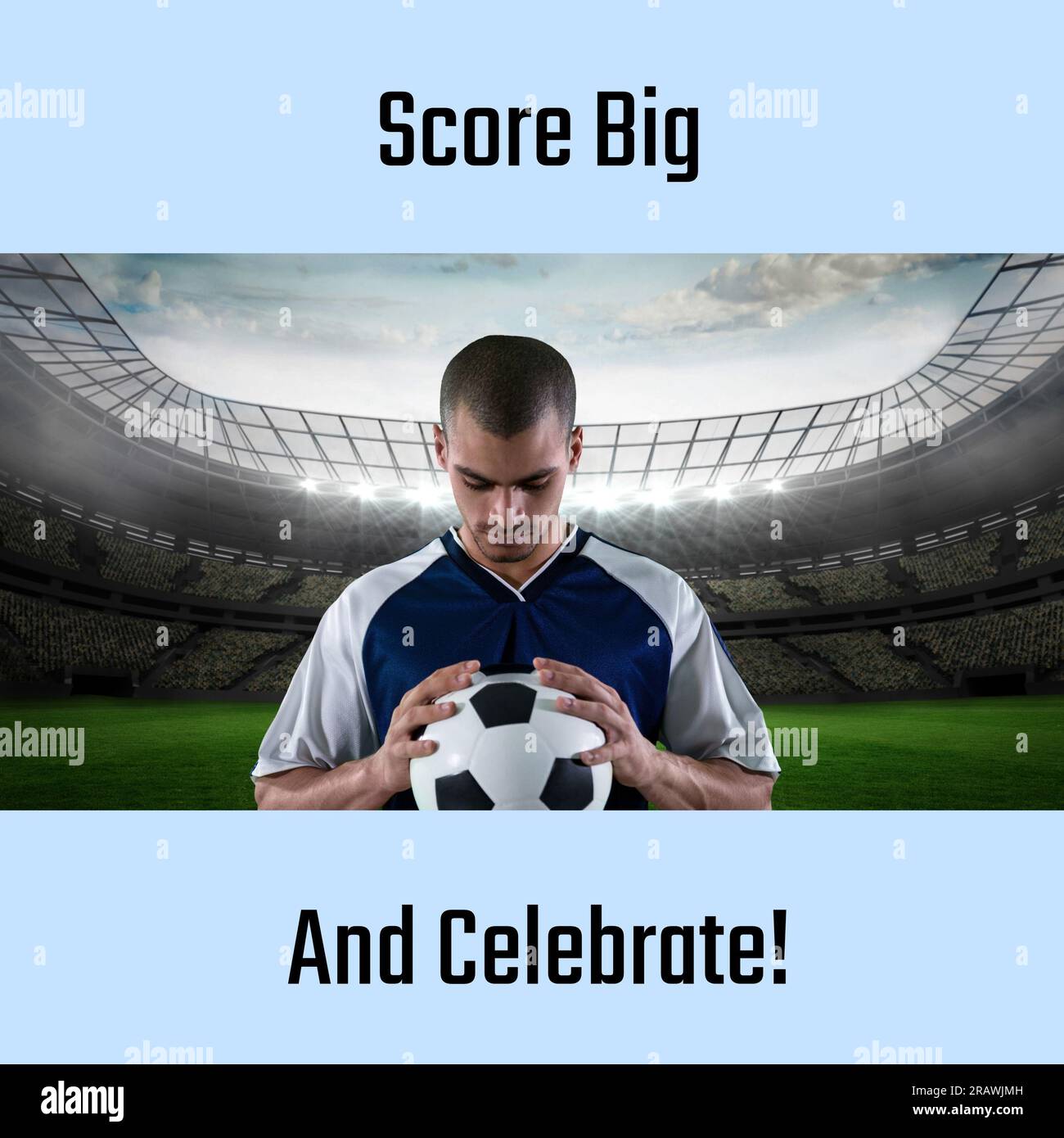 Composition of score big and celebrate text over caucasian football ...