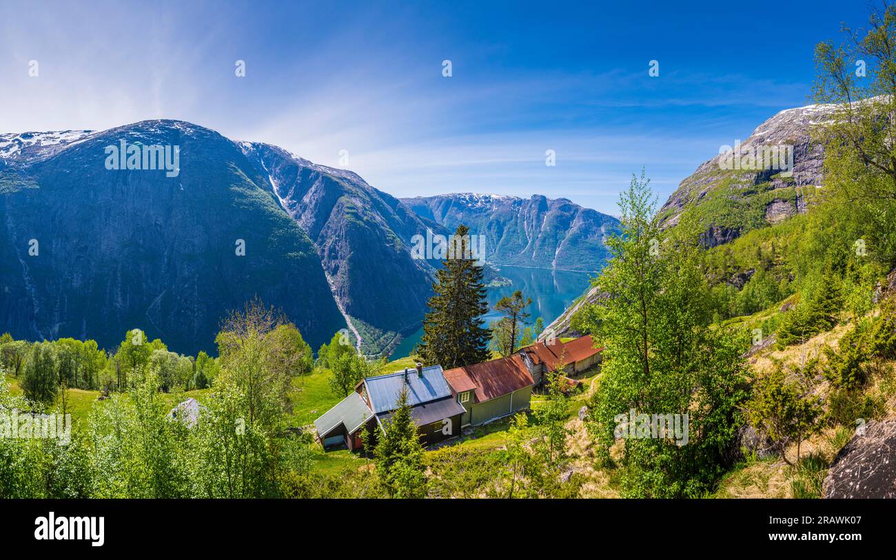 The isolated mountain farm called Kjeåsen in Hardanger, Western Norway ...