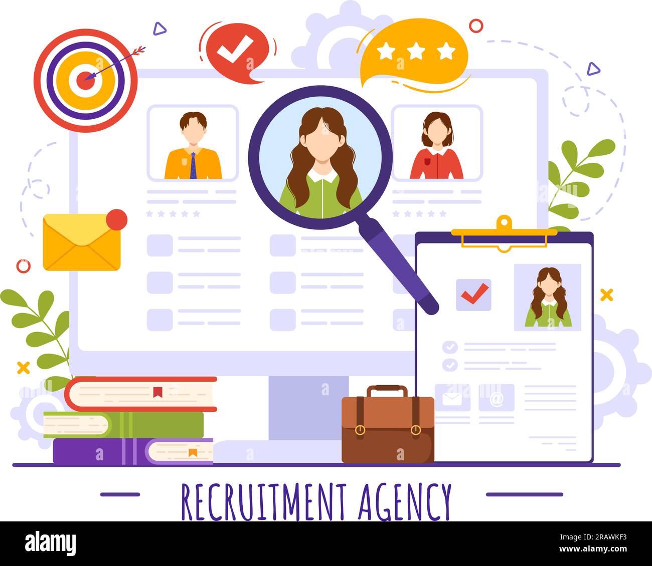 Recruitment Agency Vector Illustration with Managers Searching ...