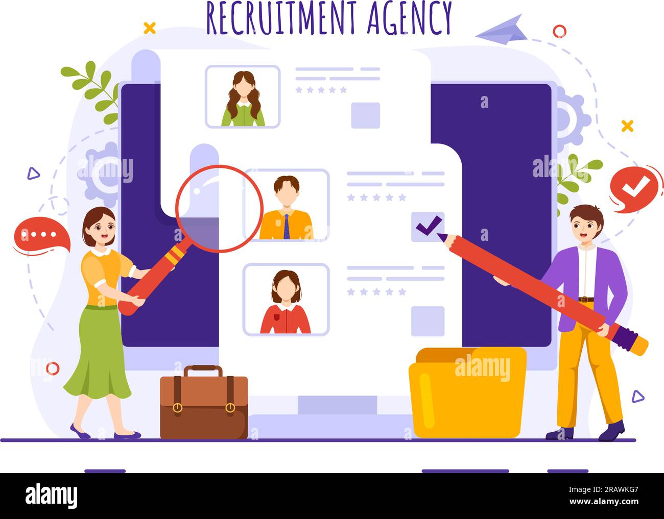 Recruitment Agency Vector Illustration with Managers Searching ...