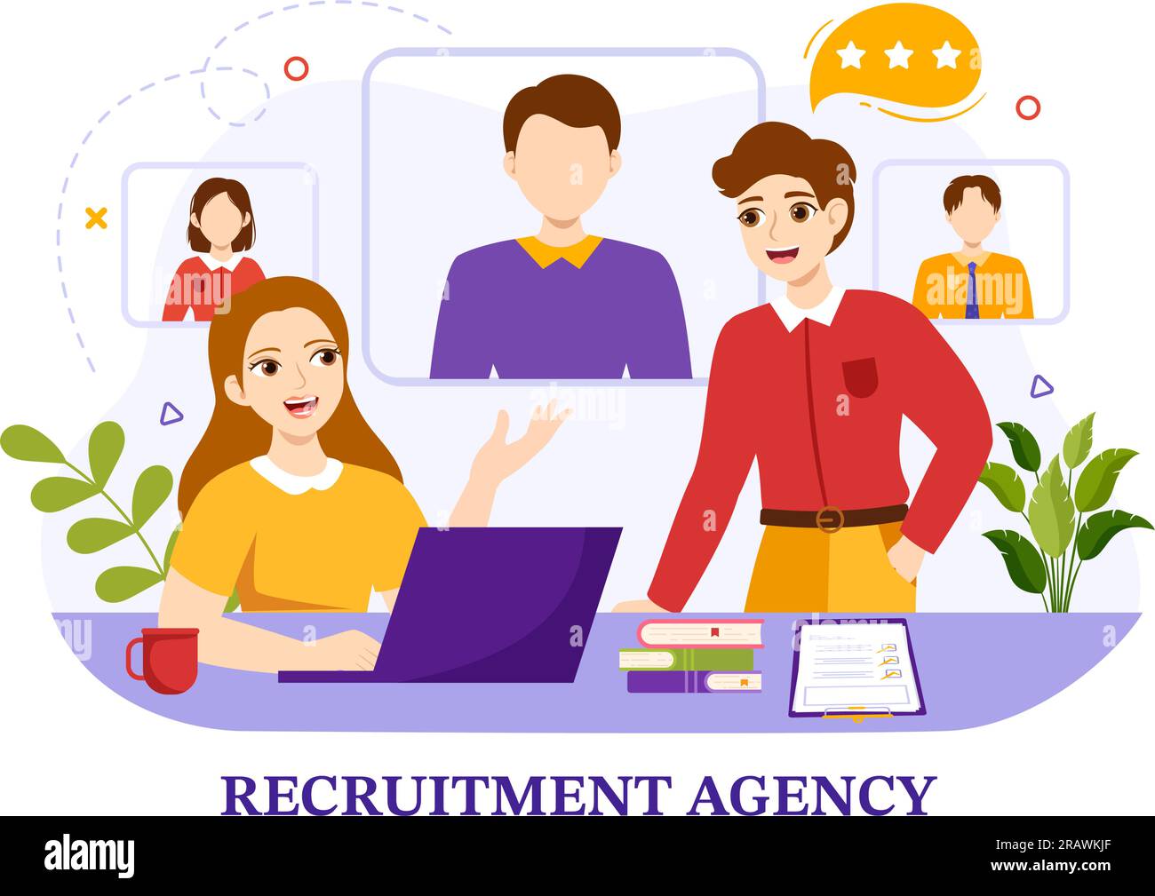 Recruitment Agency Vector Illustration with Managers Searching ...