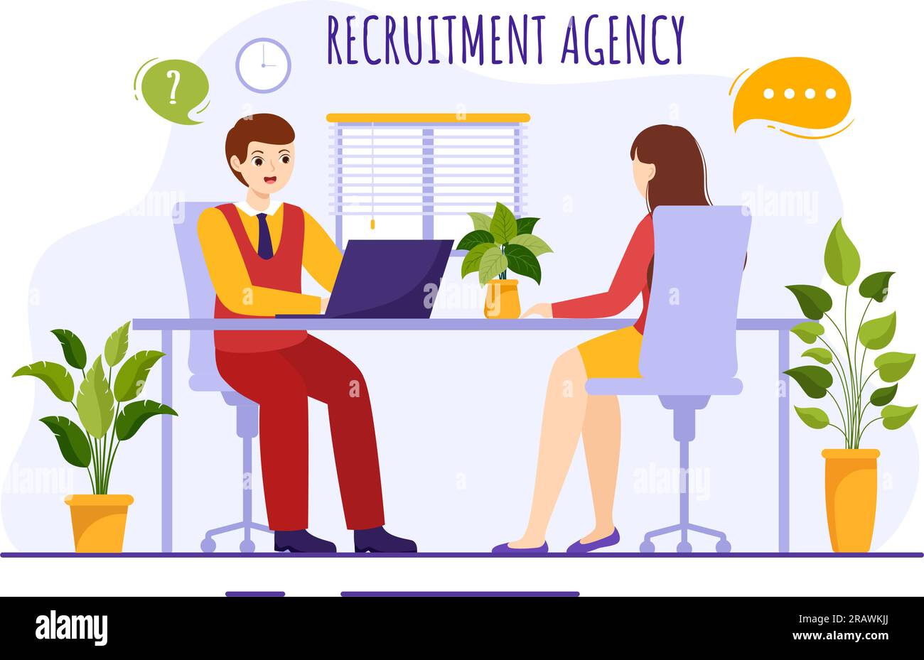 Recruitment Agency Vector Illustration with Managers Searching ...