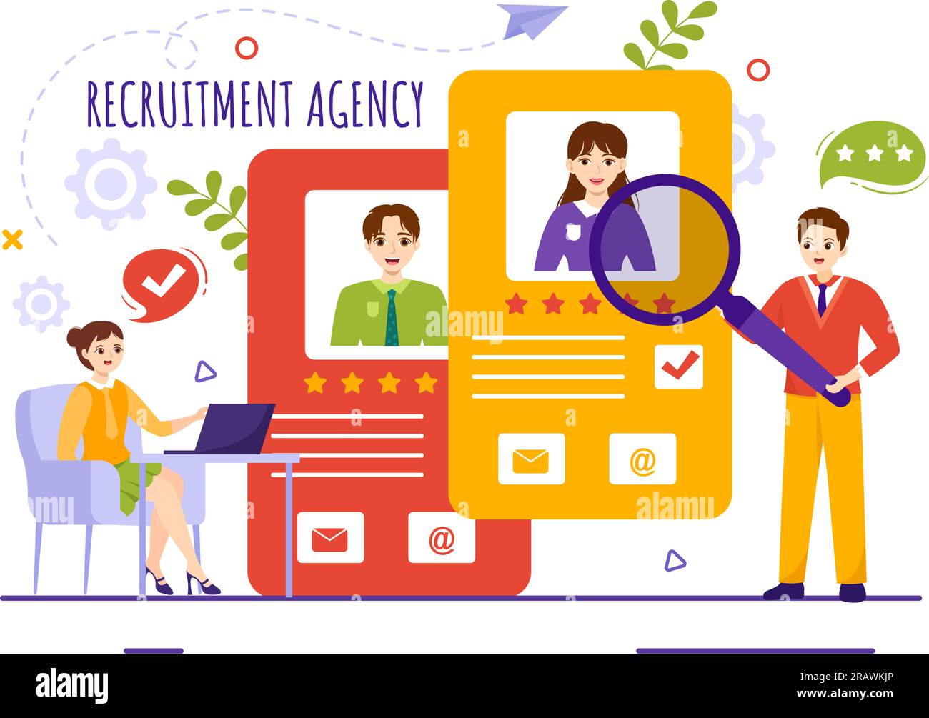 Recruitment Agency Vector Illustration with Managers Searching ...