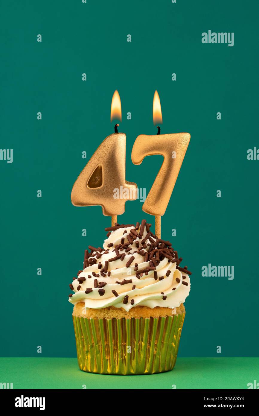 Birthday candle number 47 - Vertical anniversary card with green ...