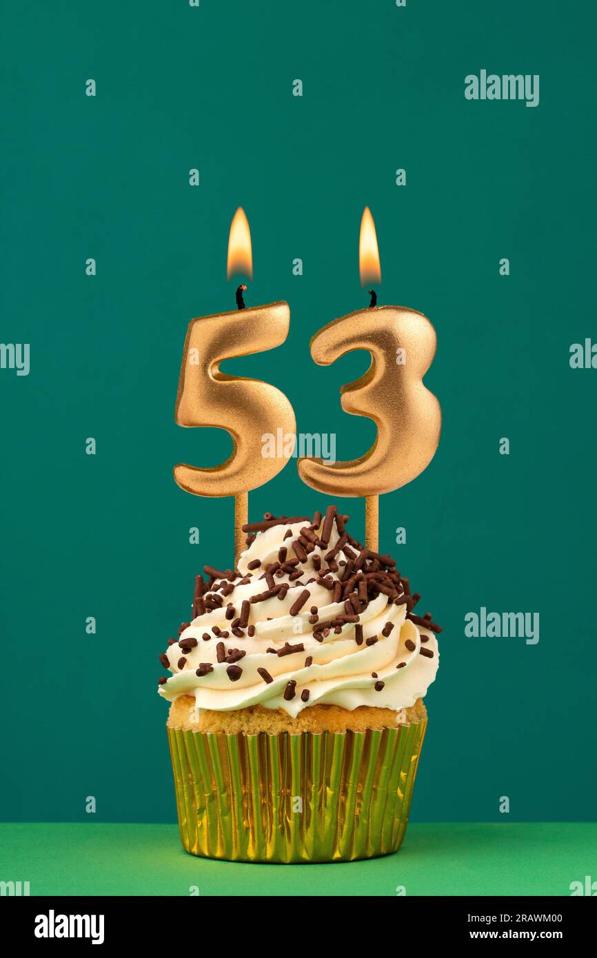 Birthday candle number 53 - Vertical anniversary card with green ...