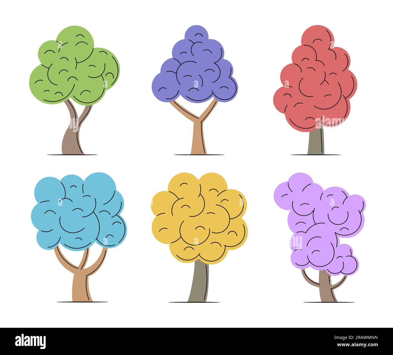 Set of decorative trees with colorful foliage Stock Vector Image & Art ...