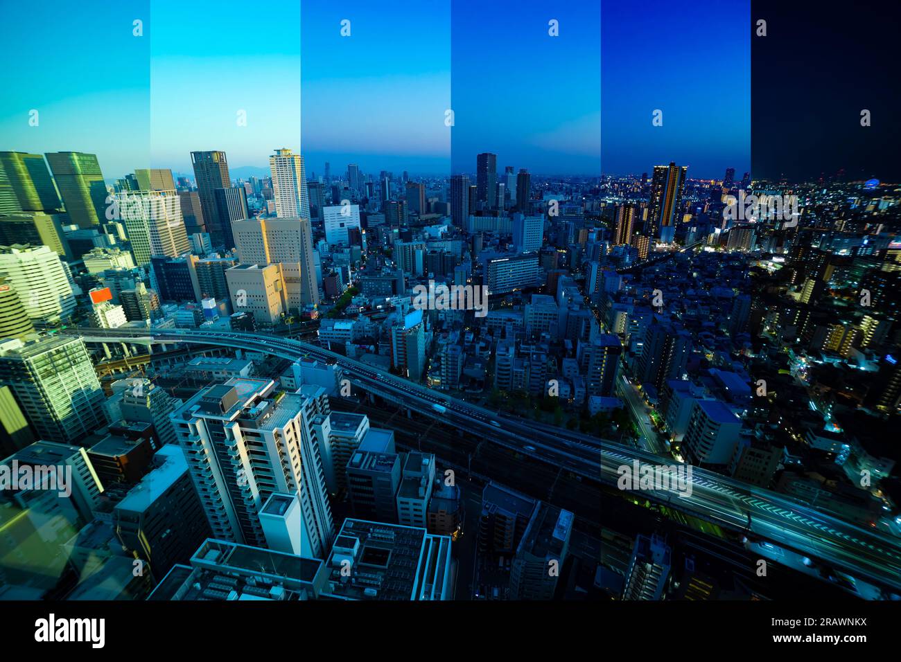 A sliced time lapse photography of panorama cityscape near the railway ...
