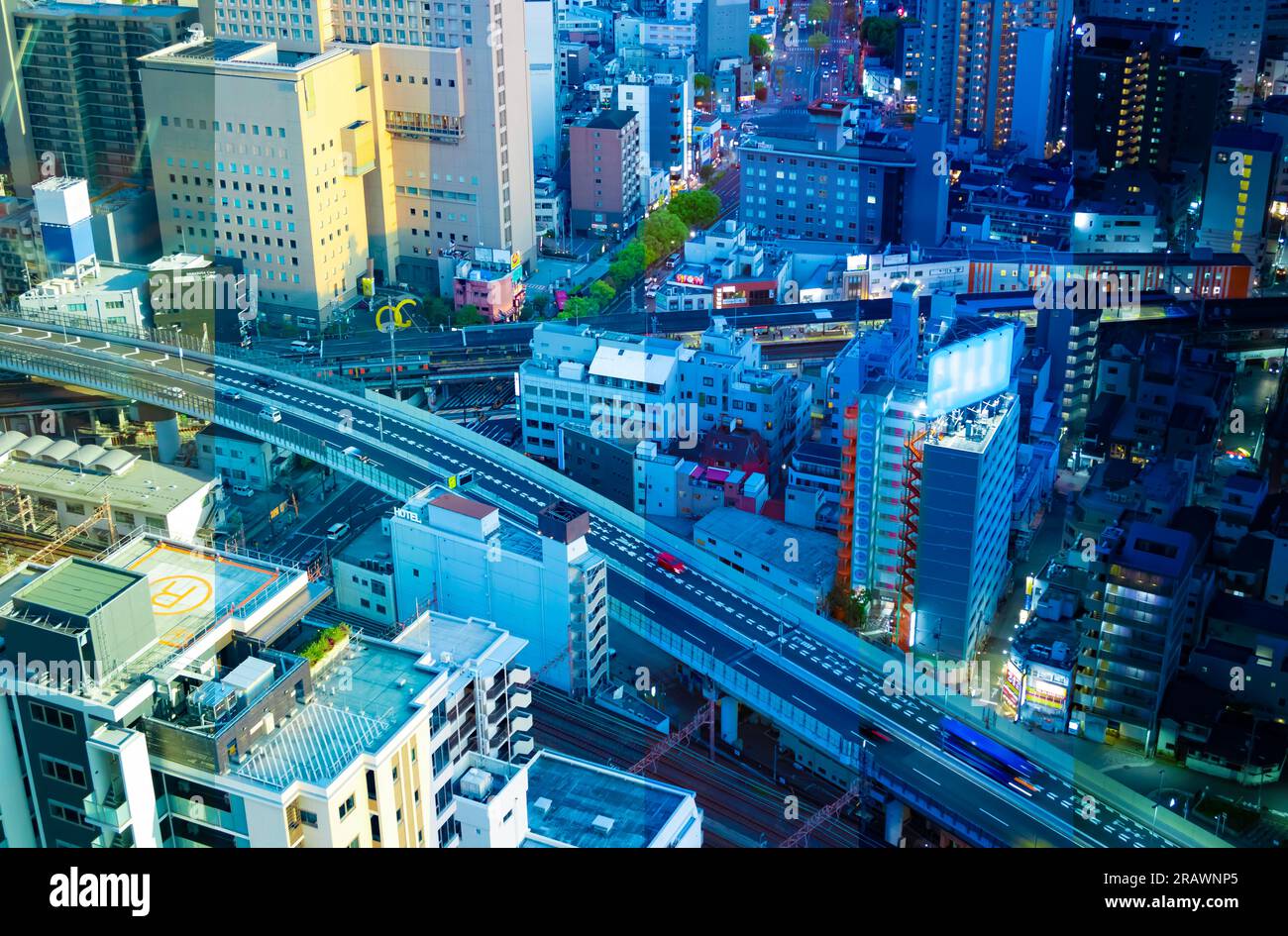 A sliced time lapse photography of panorama cityscape near the railway ...