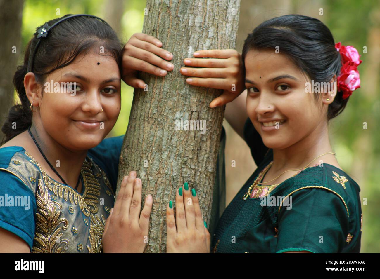 Two Beautiful Teenage Rural Indian Girls Outdoor Stock Photo - Alamy