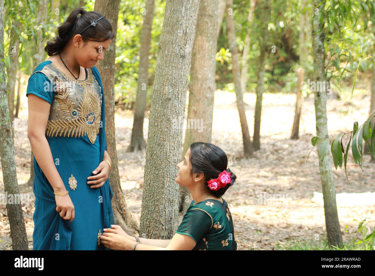 Two Beautiful Teenage Rural Indian Girls Outdoor Stock Photo - Alamy