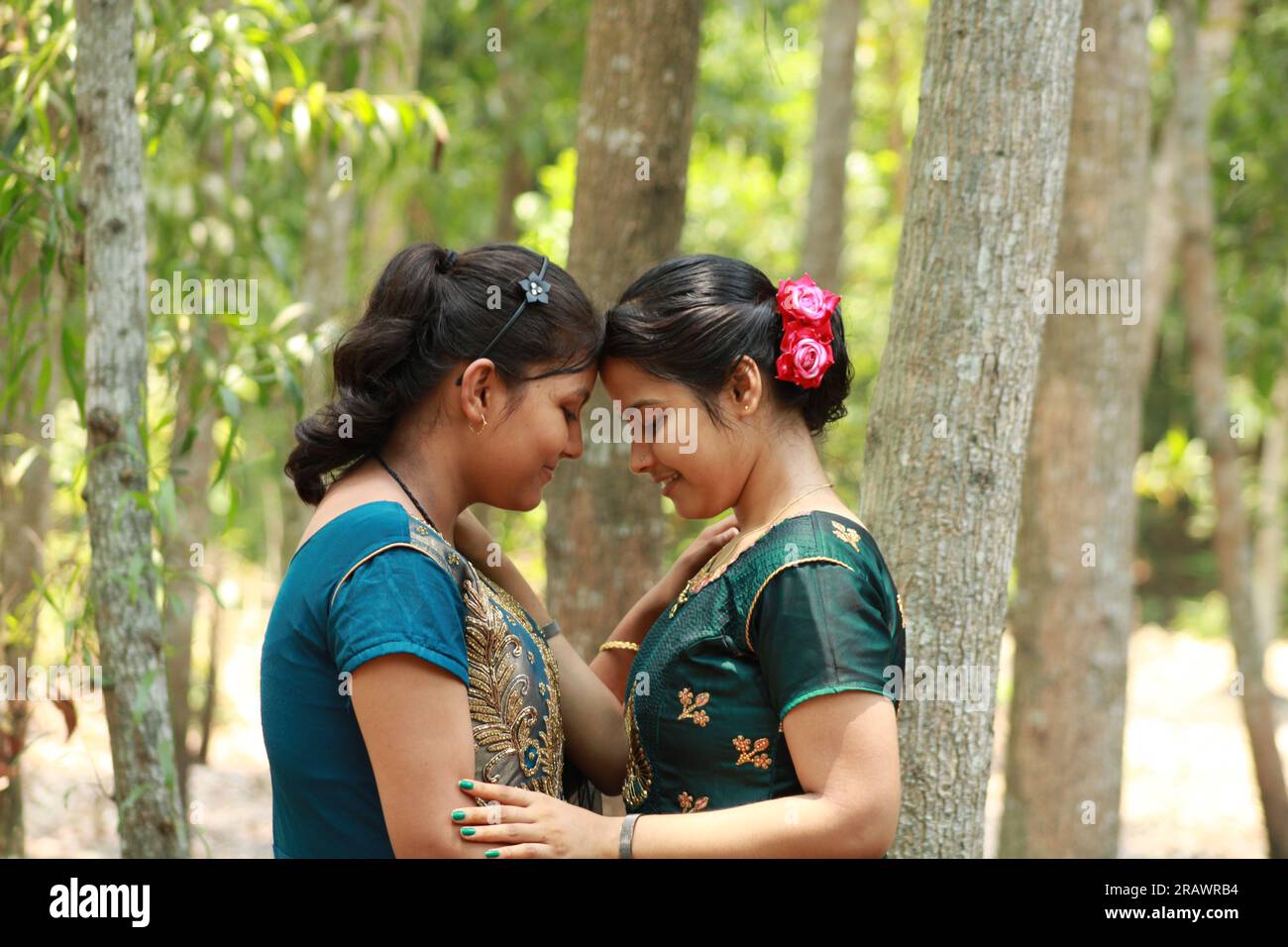 Two Beautiful Teenage Rural Indian Girls Outdoor Stock Photo - Alamy