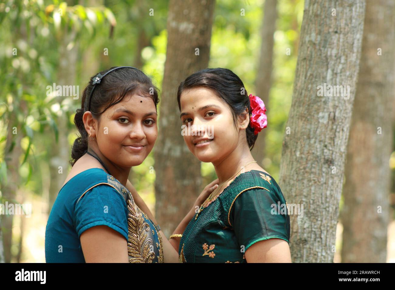 Two Beautiful Teenage Rural Indian Girls Outdoor Stock Photo - Alamy
