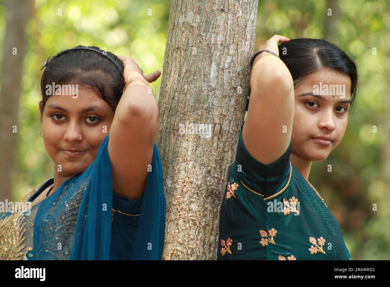 Two Beautiful Teenage Rural Indian Girls Outdoor Stock Photo - Alamy