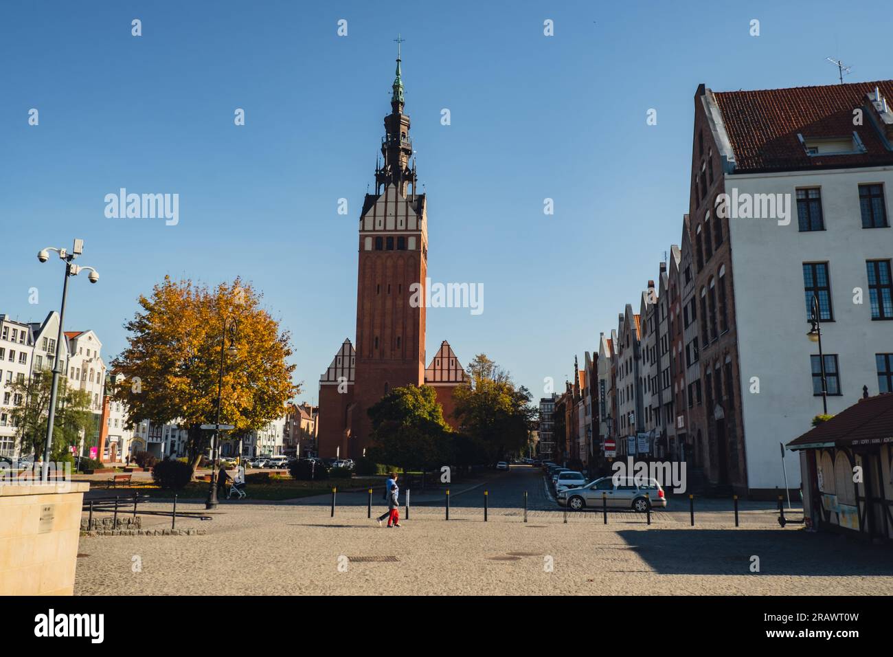 Elblag, Poland - August 2022. St. Nicholas Cathedral Gothic tower View ...