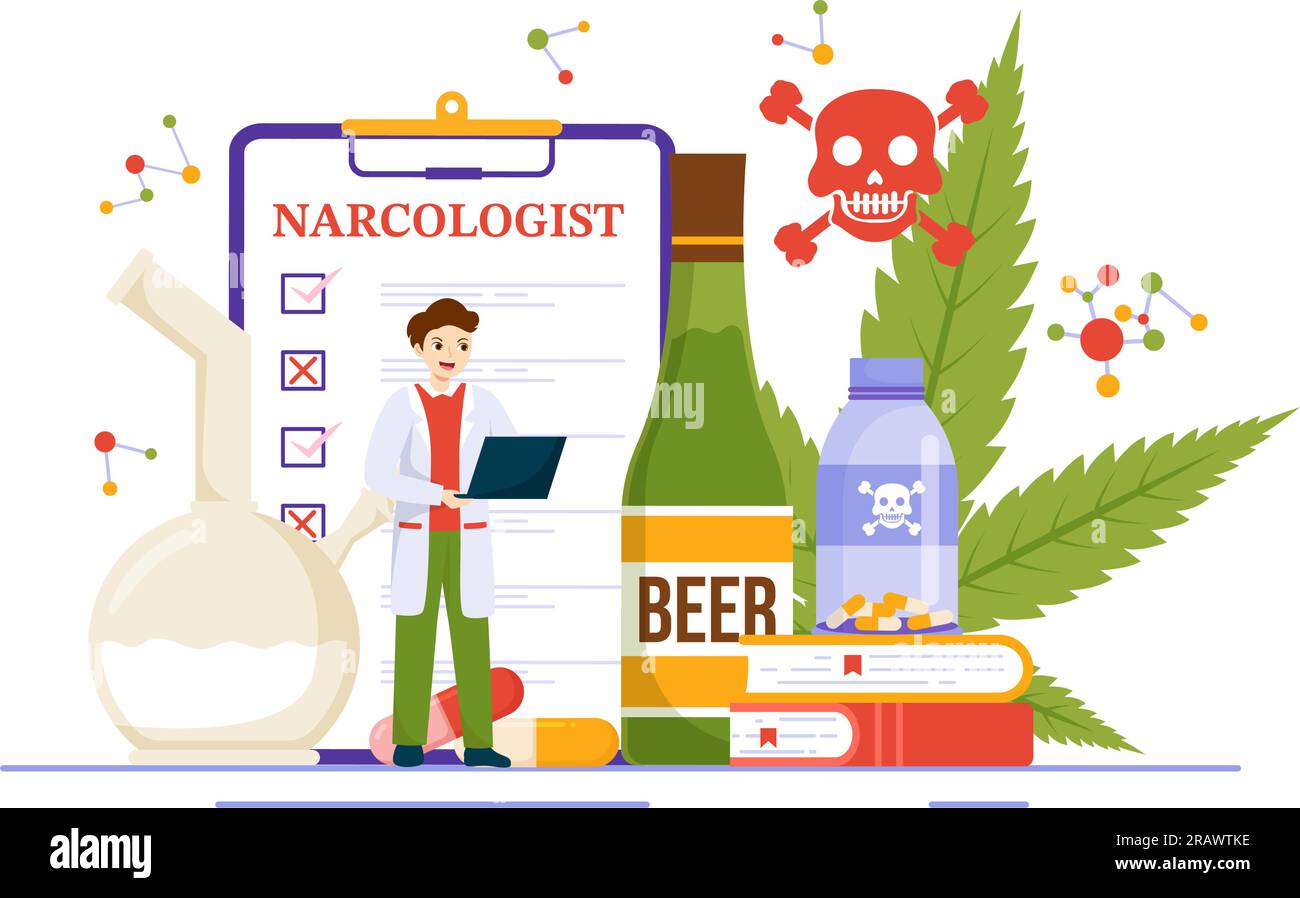 Narcologist Vector Illustration for Drug Addiction Awareness, Alcohol ...